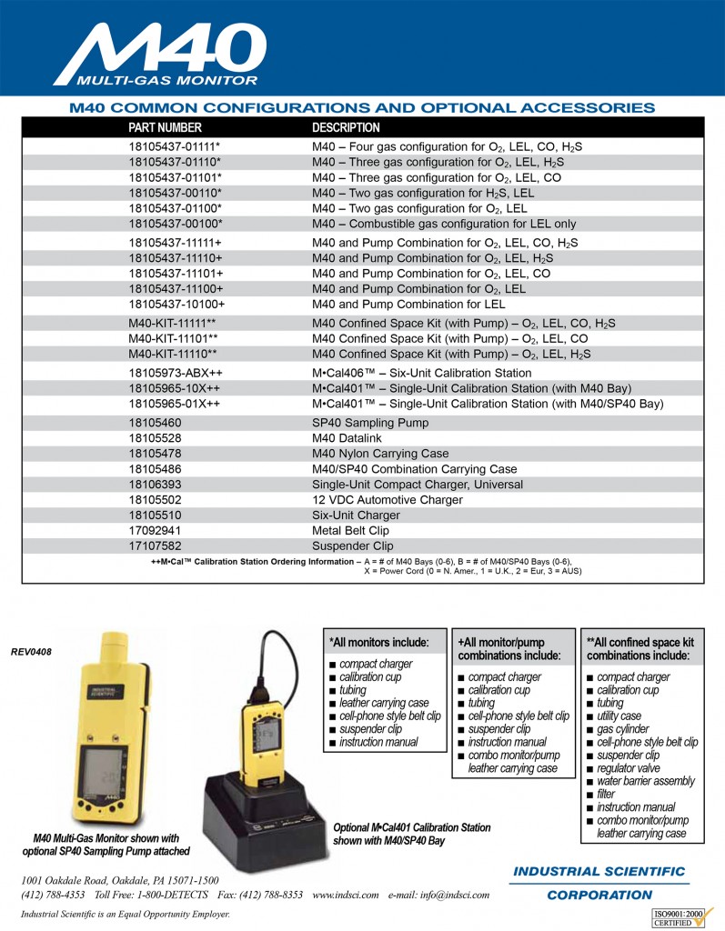 四種氣體偵測器規格M40 - 大揚消防安全設備股份有限公司